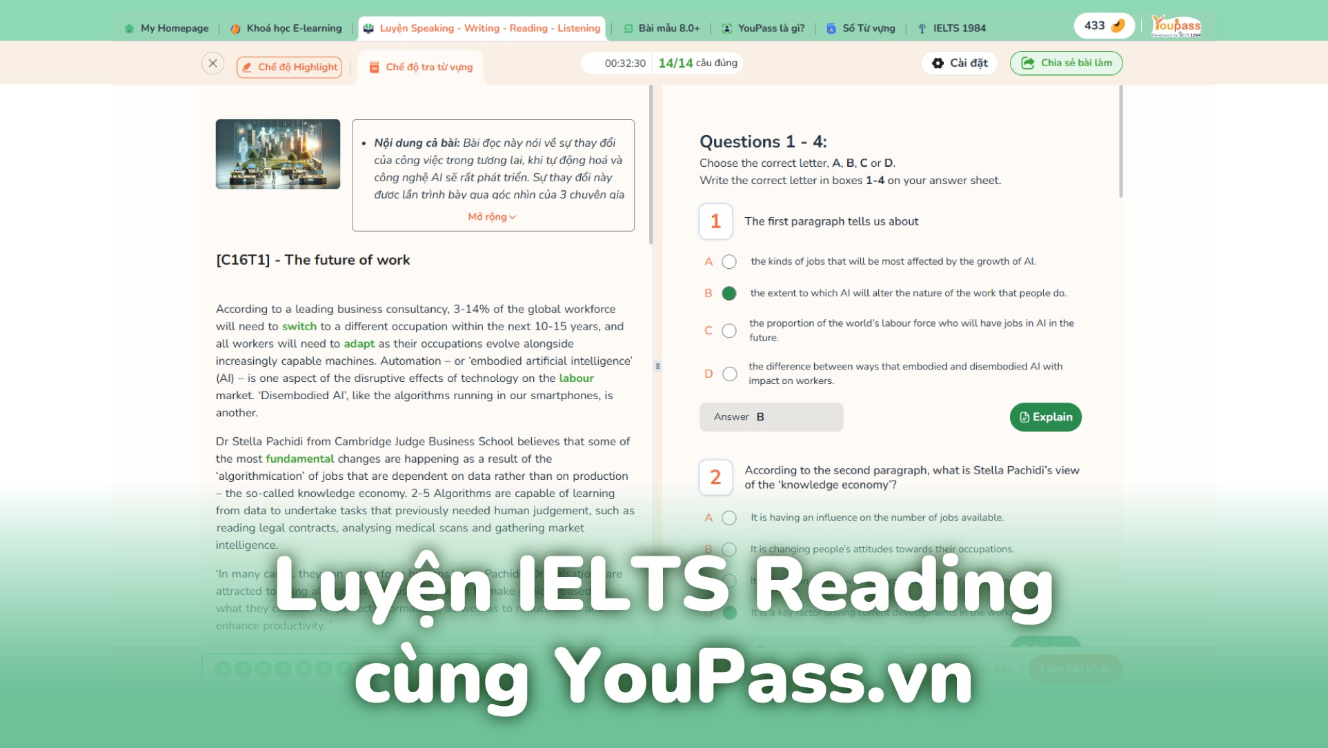 Luyện đề IELTS Reading cùng YouPass